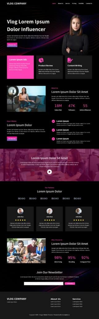 Vlogger Website Template – Vlogger Website Template By BricksTemplates.io