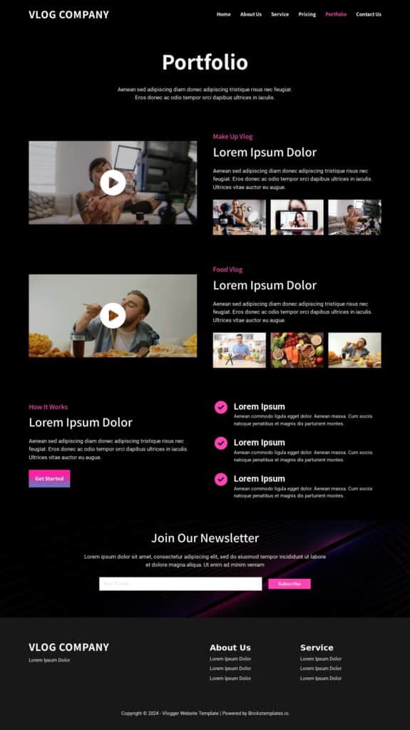 Portfolio – Vlogger Website Template